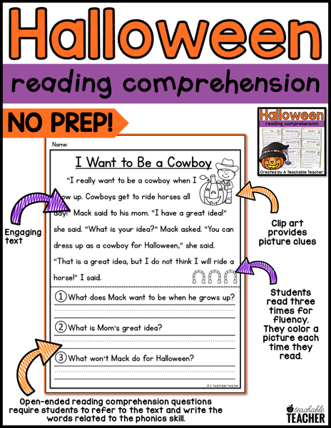 Halloween Reading Comprehension – A Teachable Teacher