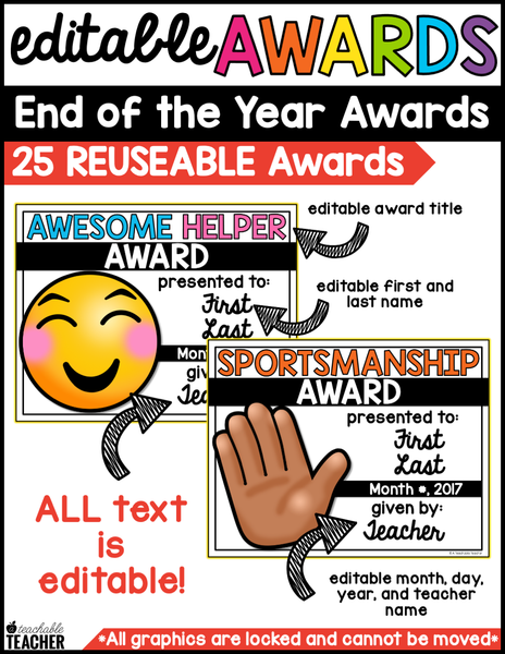 Editable Emoji End of the Year Awards – A Teachable Teacher