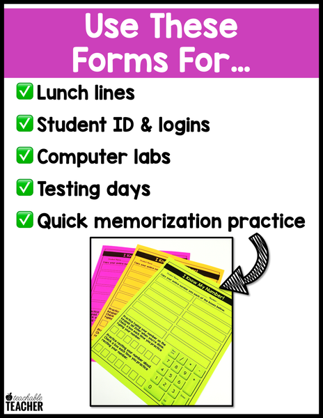 Editable Student Number Forms – A Teachable Teacher