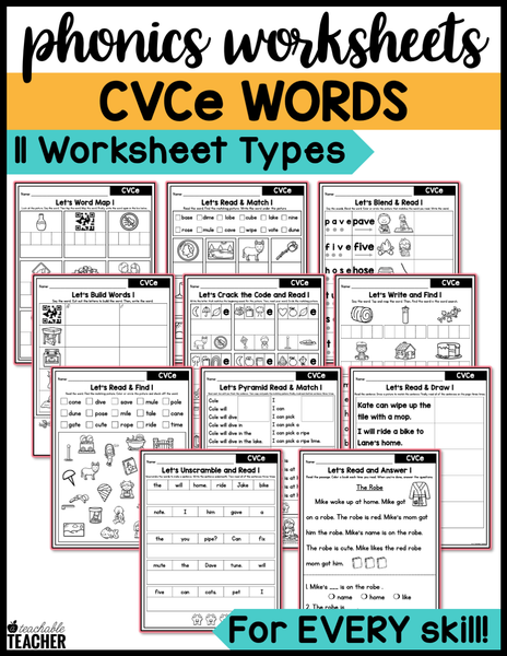 CVCe Words Phonics Worksheets - The Science of Reading – A Teachable ...