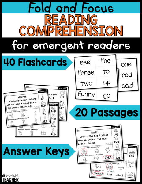 Fold and Focus Reading Comprehension for Emergent Readers - Pre-Primer ...