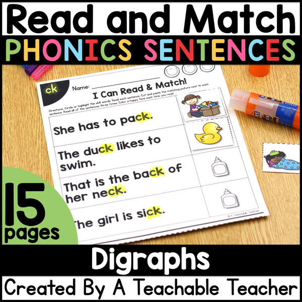 Read and Match Phonics Sentences - Digraphs – A Teachable Teacher