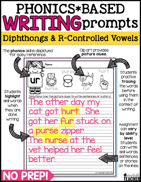 Phonics Based Writing - Diphthongs and R-Controlled Vowels – A ...