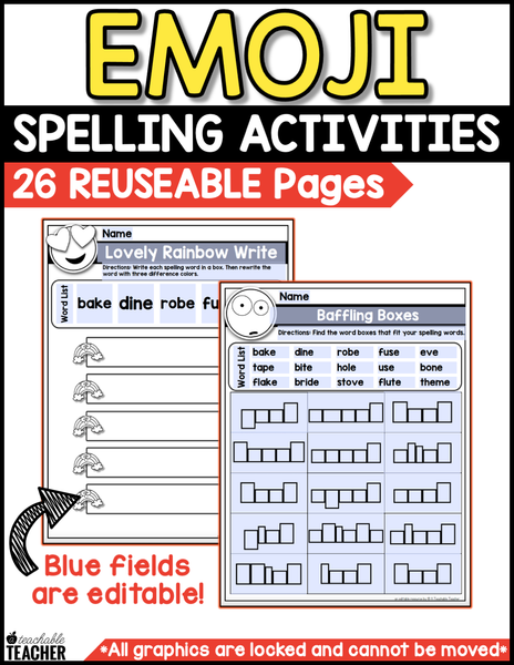 Editable Emoji Spelling Activities – A Teachable Teacher