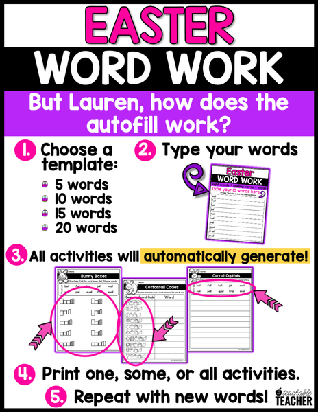 Editable Easter Word Work – A Teachable Teacher
