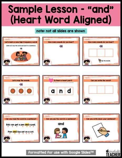 Hearts Words Google Slides Lessons High Frequency Words Science of Rea ...