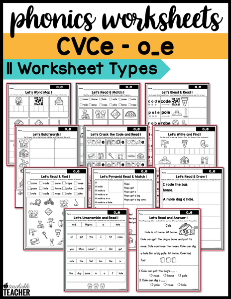 CVCe - o_e Phonics Worksheets - The Science of Reading – A Teachable ...