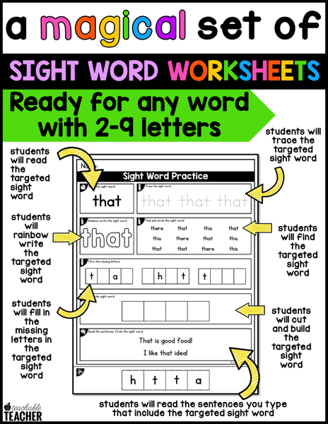 Editable High Frequency Words Worksheets – A Teachable Teacher
