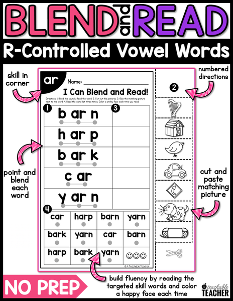 Blend and Read - R-Controlled Vowel Words – A Teachable Teacher