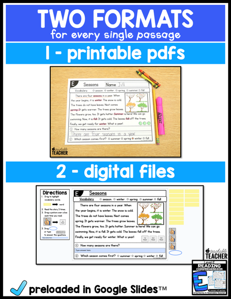 Level E Reading Comprehension Passages and Questions – A Teachable Teacher