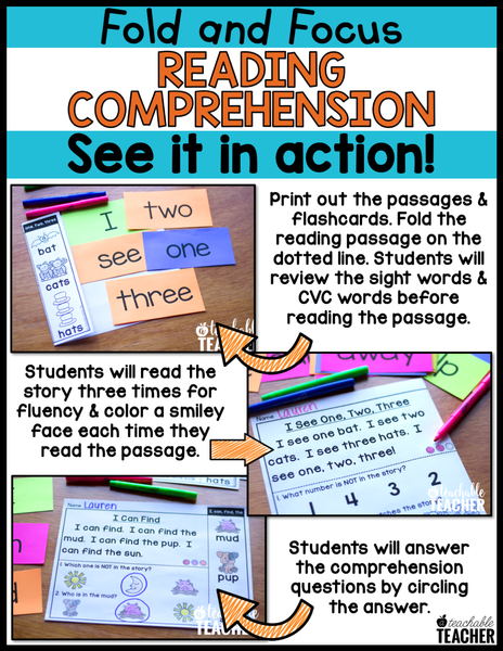 Fold and Focus Reading Comprehension for Emergent Readers - Pre-Primer ...