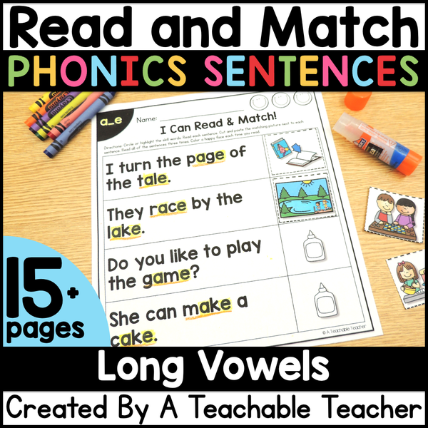 Read and Match Phonics Sentences - Long Vowels – A Teachable Teacher