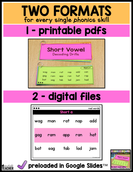 Decoding Drills for Building Phonics Fluency - The Short Vowel Edition ...
