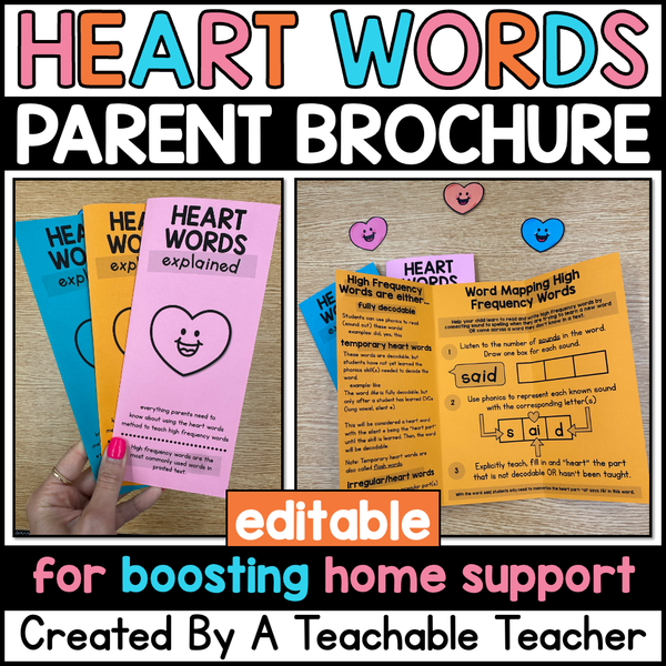 Heart Words Parent Letter Brochure for SOR High Frequency Words – A ...