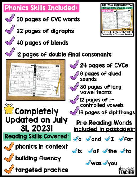 Phonics Intervention Minis - The BUNDLE - Reading Intervention – A ...