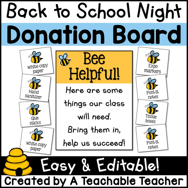 Back to School Night Donation Board – A Teachable Teacher