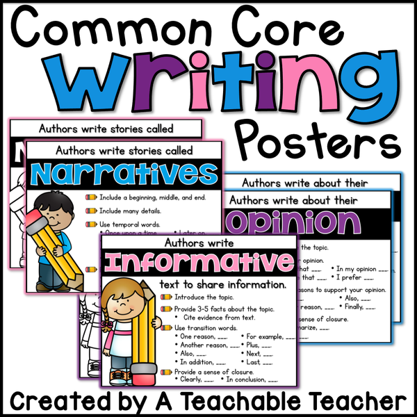 Common Core Writing Posters – A Teachable Teacher