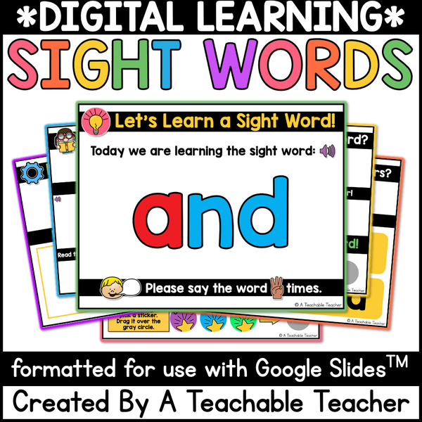 Digital High Frequency Word Lessons- SET #1 – A Teachable Teacher