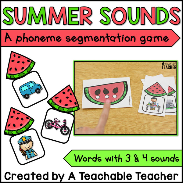 July Summer Sounds Phonemic Awareness Activities: Segmenting & Blendin ...