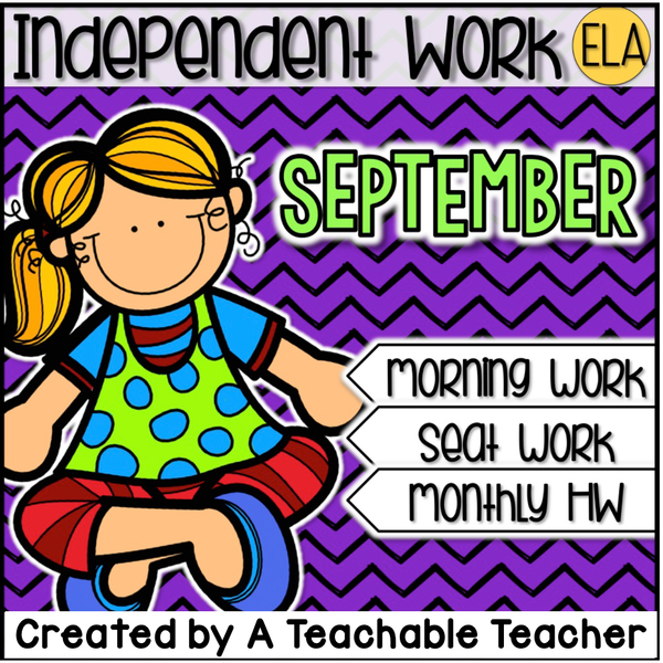 Kindergarten Independent Work - September – A Teachable Teacher