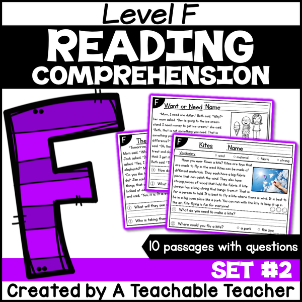 Level F Reading Comprehension Passages and Questions - Set Two – A ...
