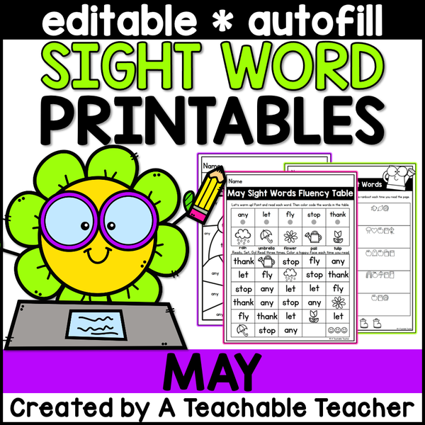 May Editable High Frequency Word Printables – A Teachable Teacher