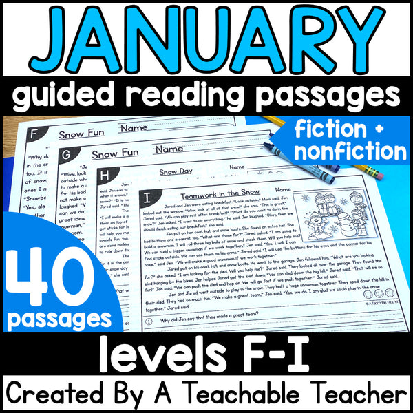 January Guided Reading Passages - Levels F-I – A Teachable Teacher