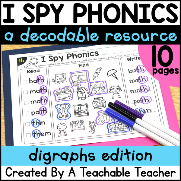 I Spy Phonics: Read & Write Words with Digraphs – A Teachable Teacher