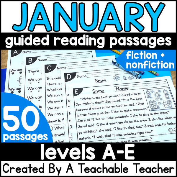 January Guided Reading Passages - Levels A-E – A Teachable Teacher