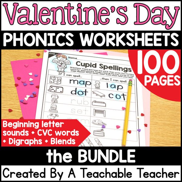 Valentine's Day Phonics Bundle- NO PREP – A Teachable Teacher