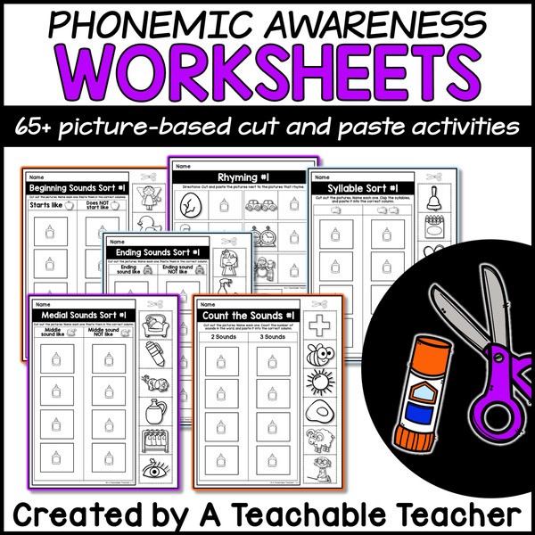 Phonemic Awareness Worksheets – A Teachable Teacher