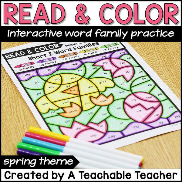 Color by Word Family- Spring Theme – A Teachable Teacher