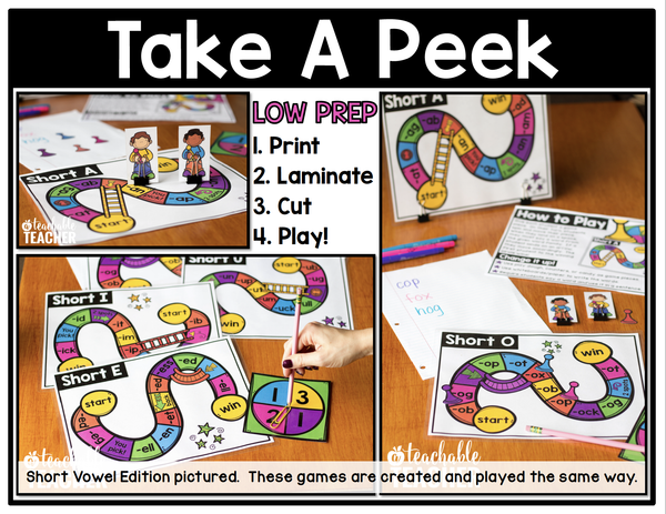 Phonics Word Family Slide Game - Long Vowel Edition – A Teachable Teacher