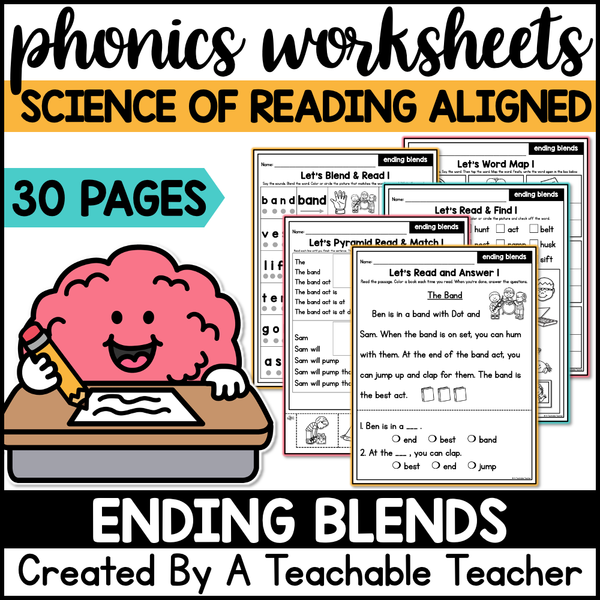 Ending Blends Phonics Worksheets- The Science of Reading – A Teachable ...