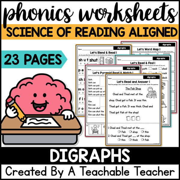 Digraphs Phonics Worksheets - The Science of Reading – A Teachable Teacher