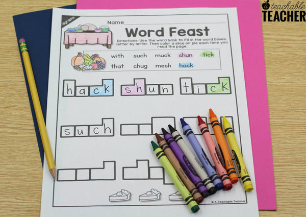 Thanksgiving Digraphs Activities- NO PREP Phonics Worksheets – A ...