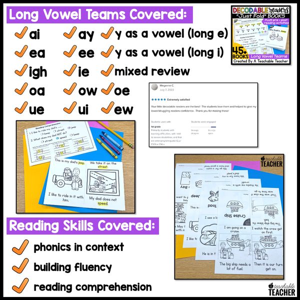 Long Vowel Teams Decodable Readers – A Teachable Teacher