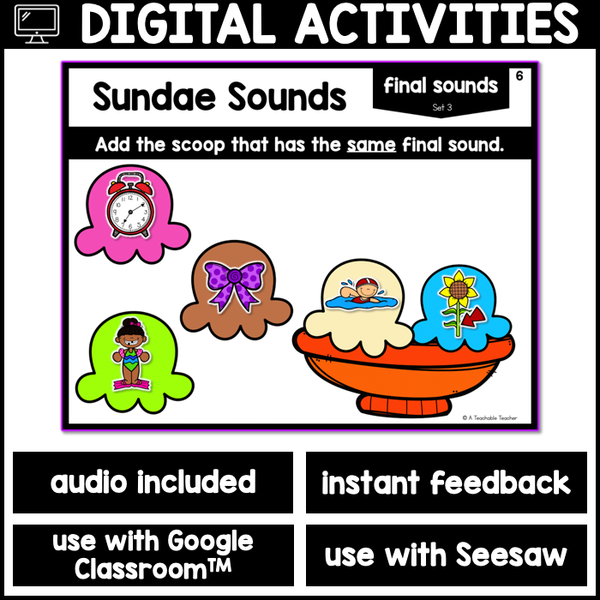 Sound Isolation Google Slides™ | Sundae Sounds- Beginning, Medial, End ...