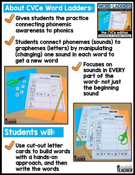 Phonics CVCe Words Word Ladders and Word Chains – A Teachable Teacher