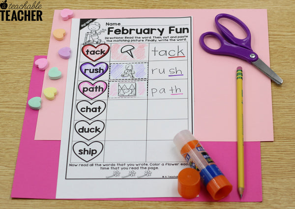 Valentine's Day Digraphs Activities- NO PREP Phonics Worksheets – A ...