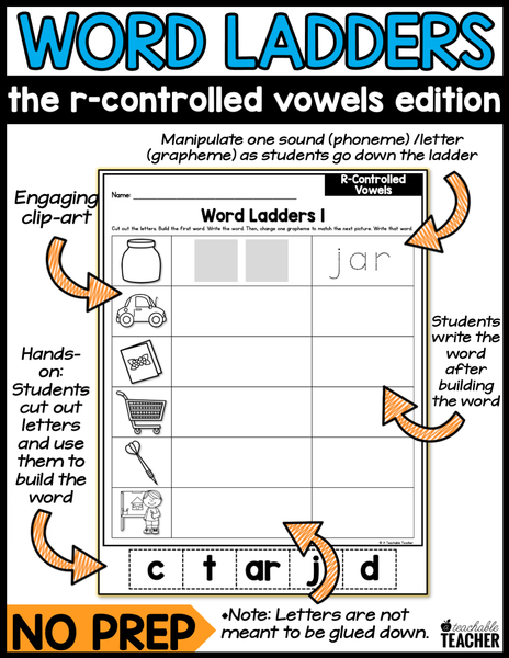 Phonics R-Controlled Vowels Words Word Ladders and Word Chains – A ...