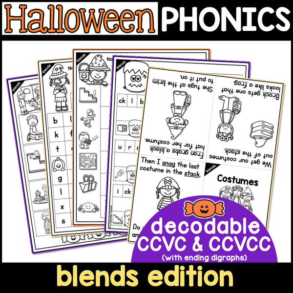 Halloween Blends Activities- NO PREP Phonics Worksheets – A Teachable ...