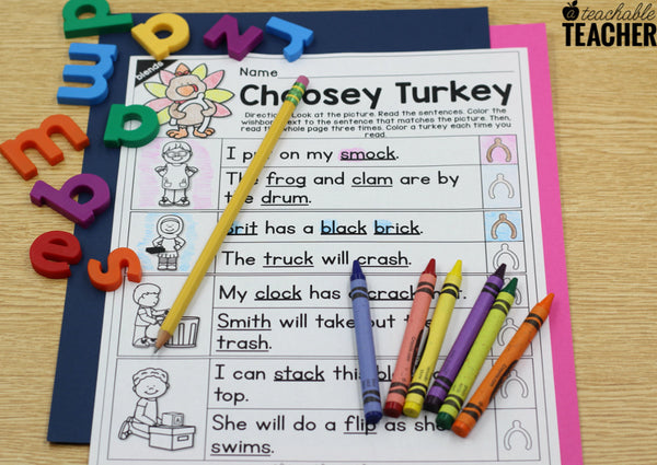 Thanksgiving Blends Activities- NO PREP Phonics Worksheets – A ...
