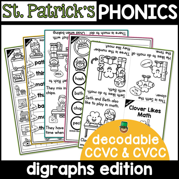 St. Patrick's Day Digraphs Activities- NO PREP Phonics Worksheets – A ...