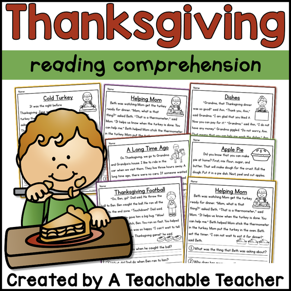 Thanksgiving Reading Comprehension – A Teachable Teacher