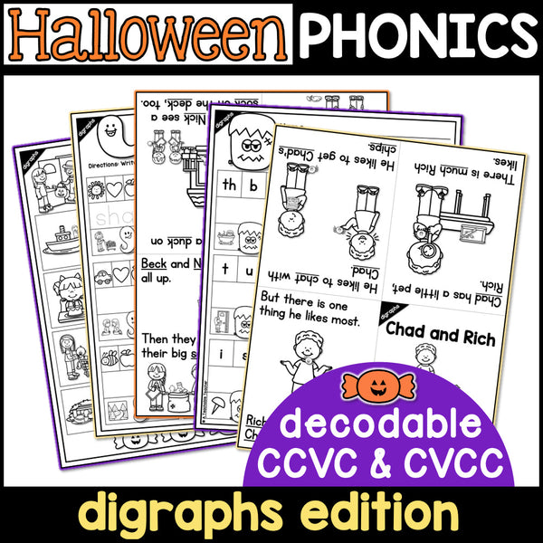 Halloween Digraphs Activities- NO PREP Phonics Worksheets – A Teachable ...