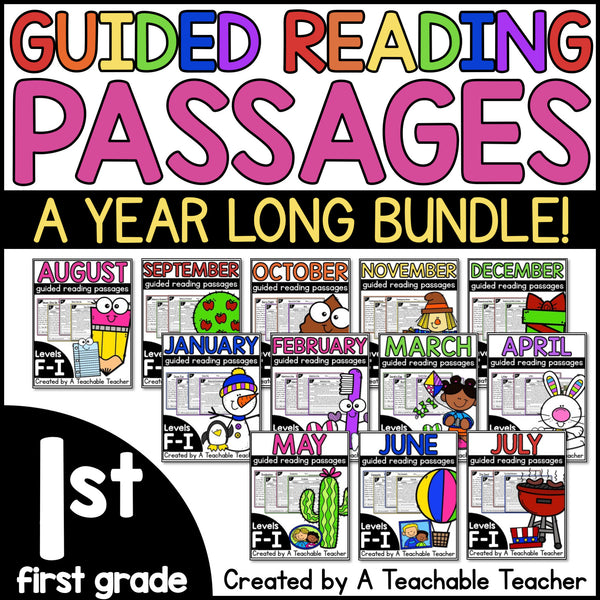 Guided Reading Passages Levels F-I- The Year Long BUNDLE – A Teachable ...