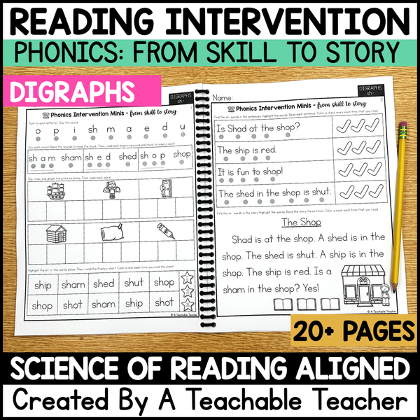 Digraphs Words Worksheets for Digraphs Reading Intervention – A ...