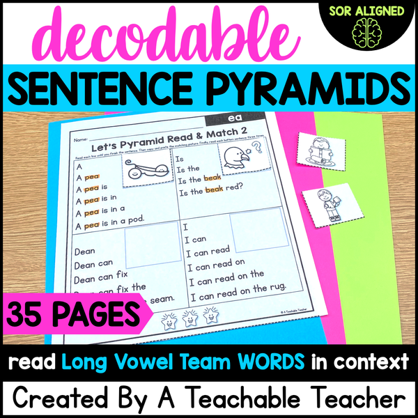 Decodable Sentence Pyramids- Long Vowel Team Words – A Teachable Teacher