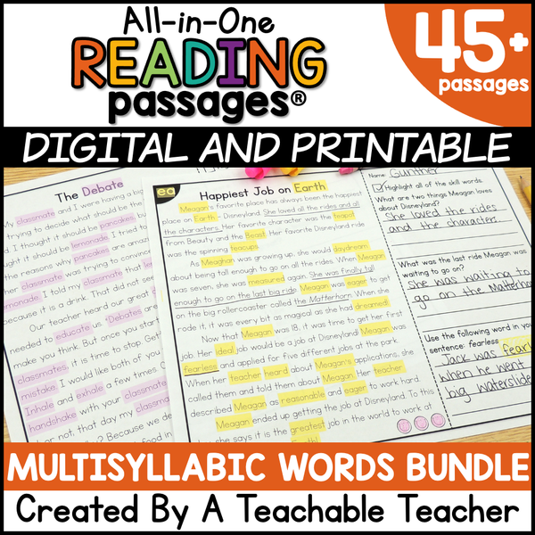 Multisyllabic Words Reading Passages - All-in-One BUNDLE – A Teachable ...